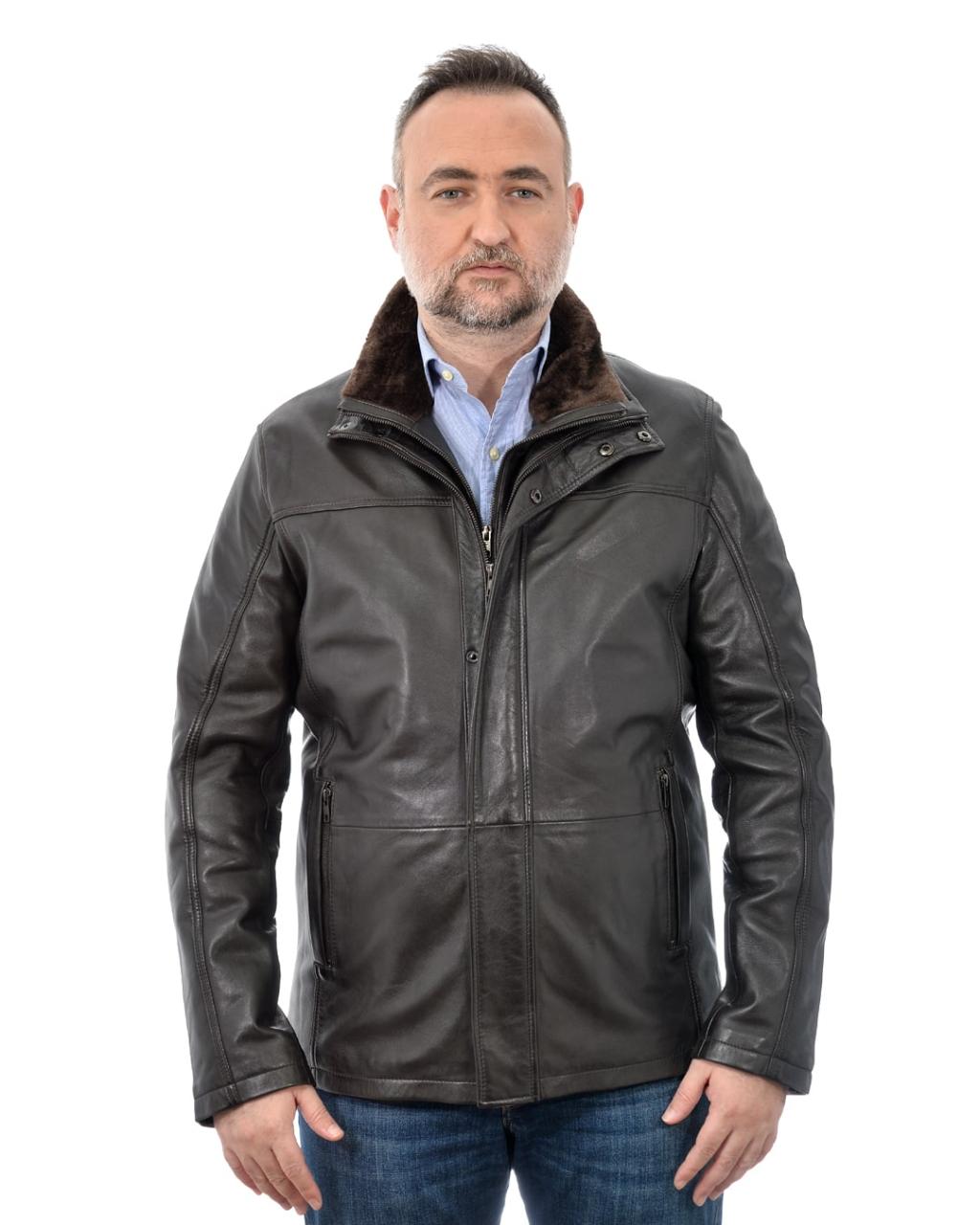 ΔΕΡΜΑΤΙΝΟ JACKET NICK ΚΑΦΕ 73 cm - Sioutis Leather